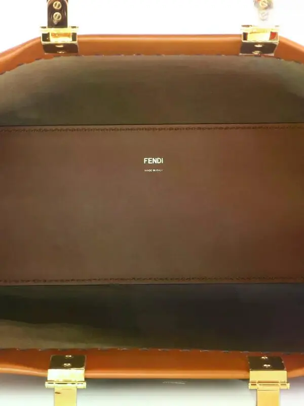 Fendi Sunshine Shopper Leather Medium Tote Bag - Brown