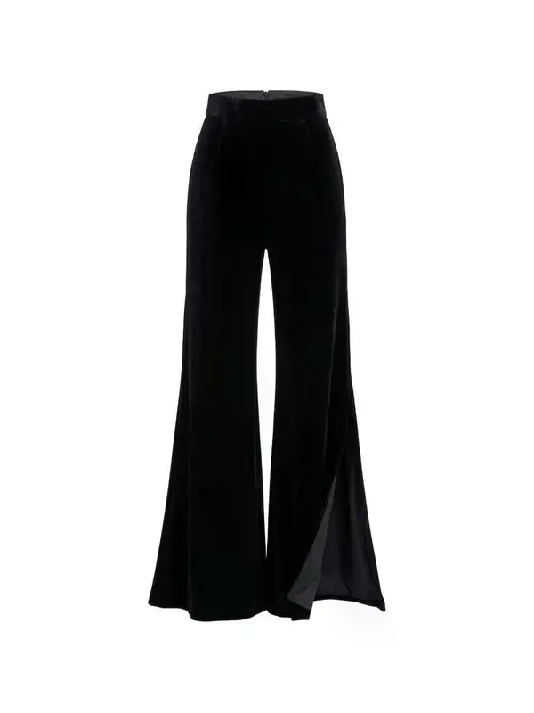 GEMY MAALOUF Velvet Side-slit Trousers - Black