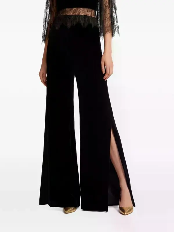 GEMY MAALOUF Velvet Side-slit Trousers