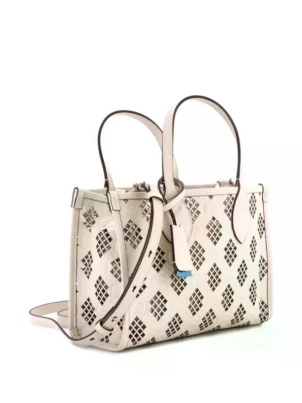 Gucci Convertible Gg Debossed Laser Cut Leather Small Tote Bag