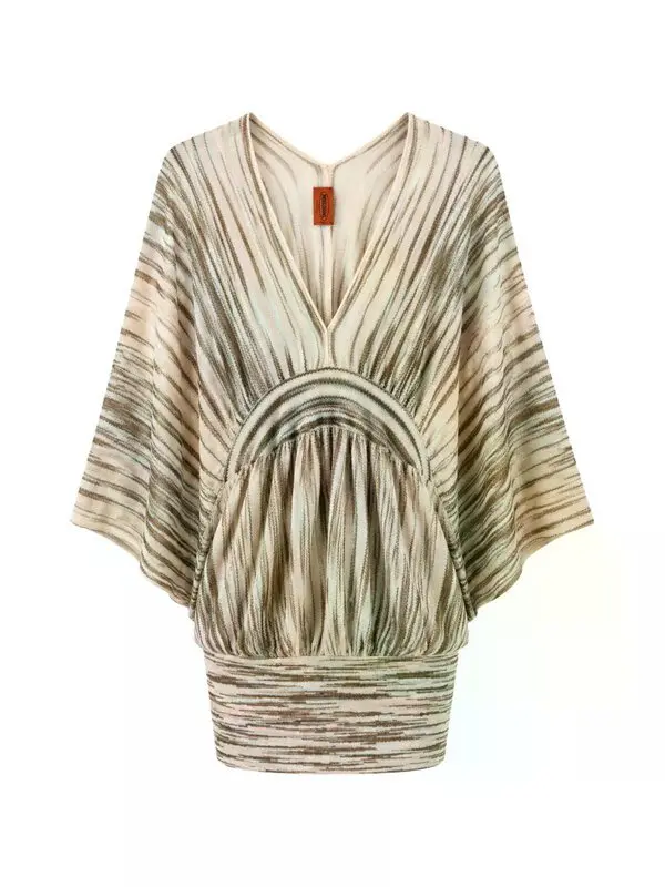 Missoni Zig Zag V-neck Mini Dress - Neutrals