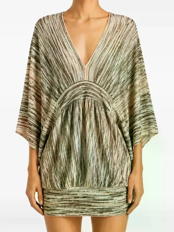 Missoni Zig Zag V-neck Mini Dress - Neutrals