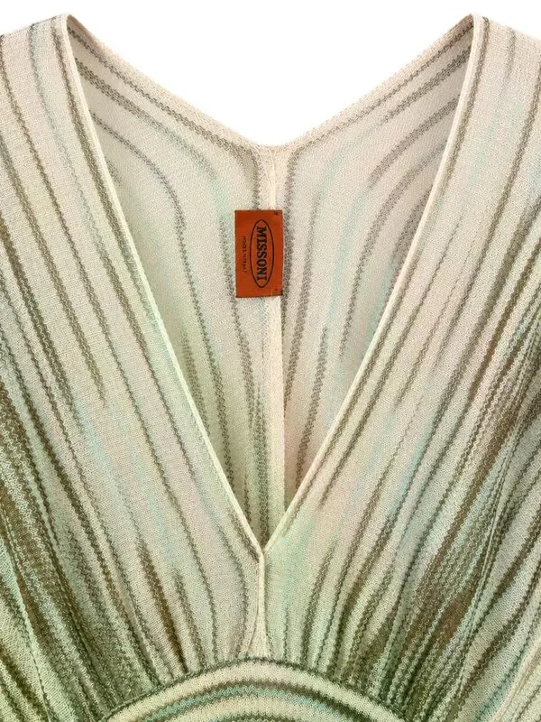 Missoni Zig Zag V-neck Mini Dress - Neutrals