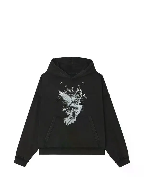 FIVE CM Graphic-print Raw-edge Hoodie