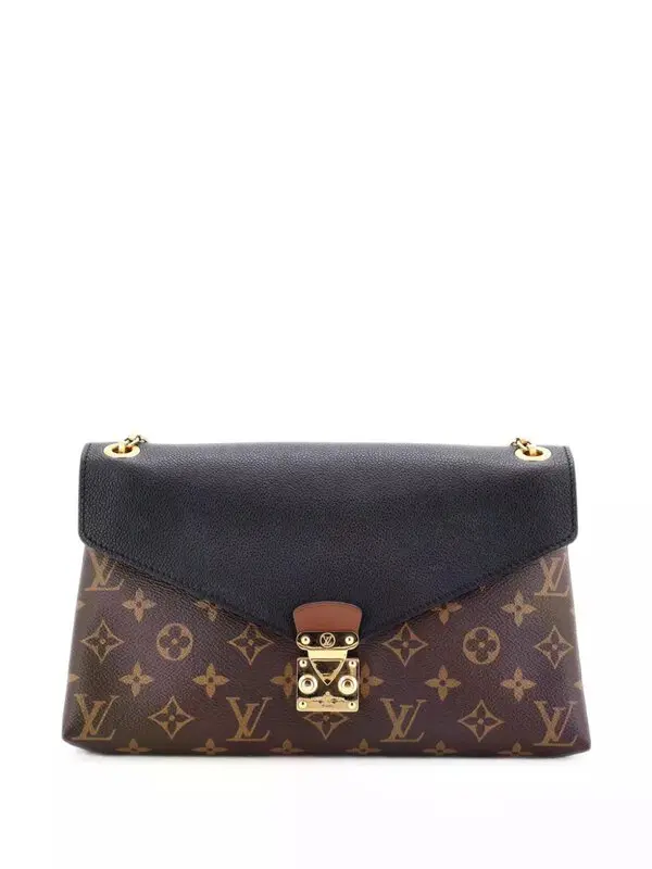 LOUIS VUITTON Pallas Chain Monogram Canvas And Calfskin Shoulder Bag - Black