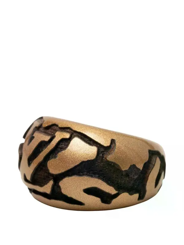LOUIS VUITTON 2009 Lacquered Wood Leomonogram Ring S Costume Ring