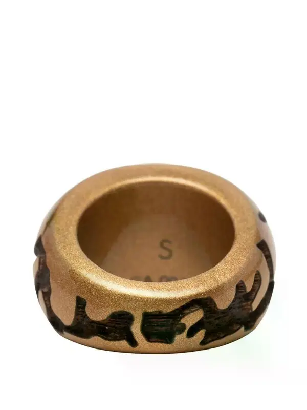 LOUIS VUITTON 2009 Lacquered Wood Leomonogram Ring S Costume Ring - Gold