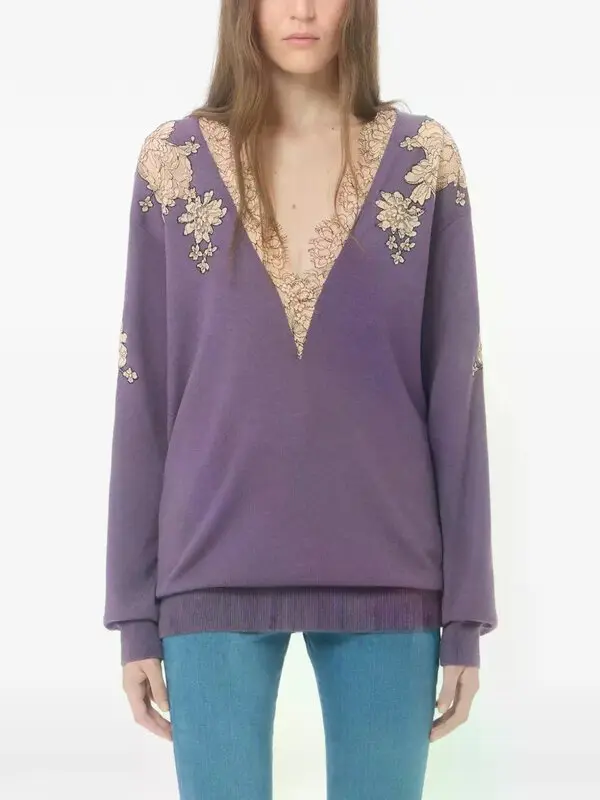 Valentino Garavani Wool Sweater With Lace