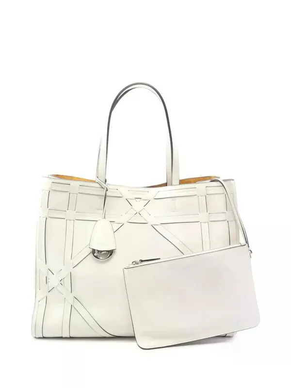 Dior 2000-2026 Woven Calfskin Giant Cannage Connect Tote Bag - White