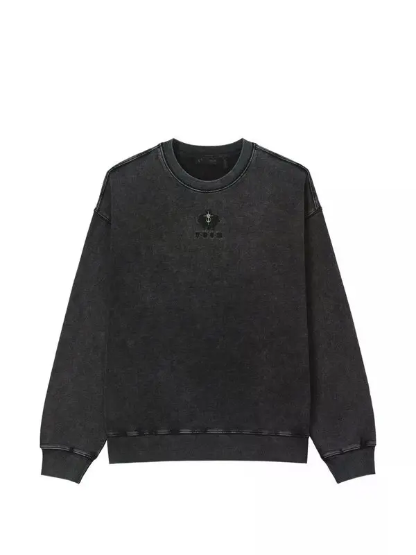 FIVE CM Acid-wash Logo-embroidered Sweater
