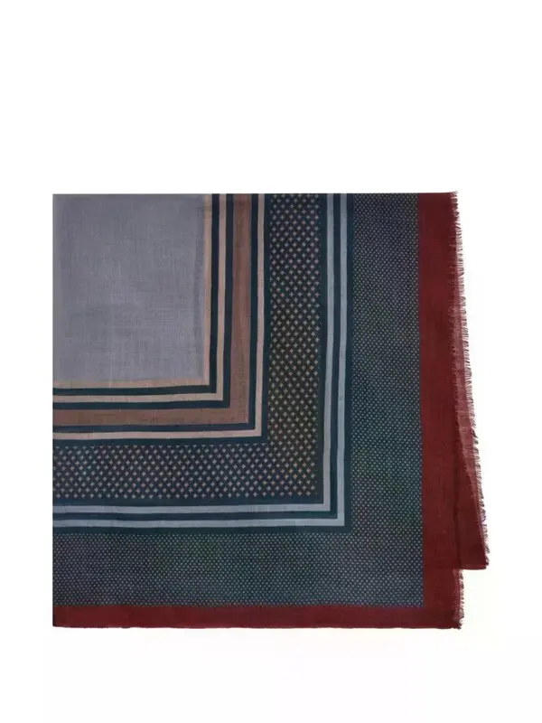Malìparmi Geometric-print Frayed Scarf - Blue