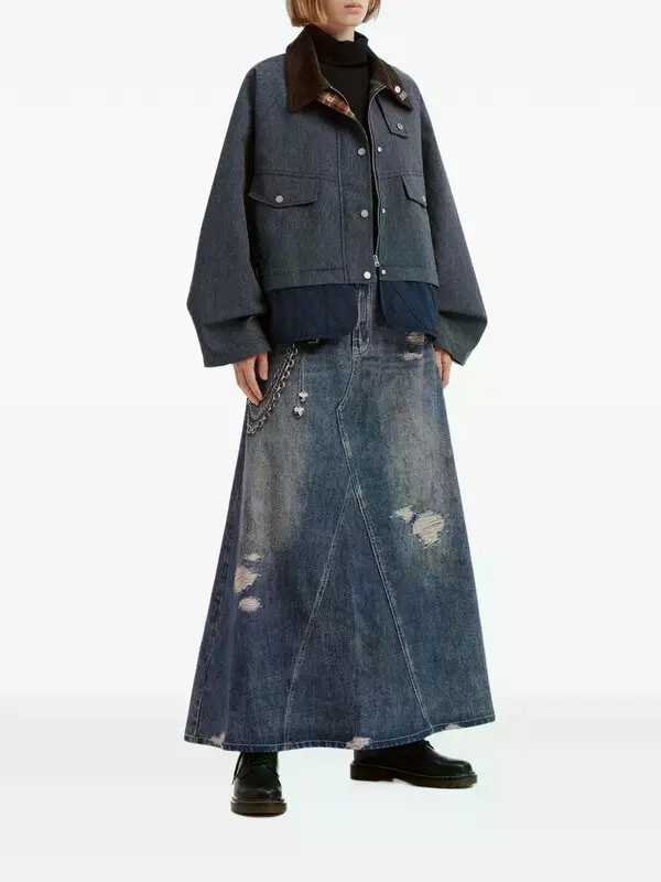 MUSIUM DIV. Quilted-panel Corduroy-collar Jacket