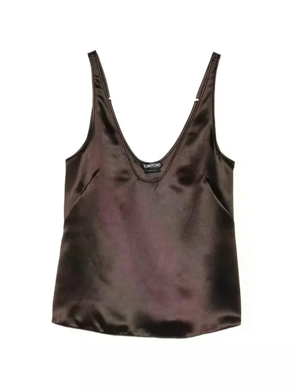 TOM FORD Silk Satin Low Neck Tank Top