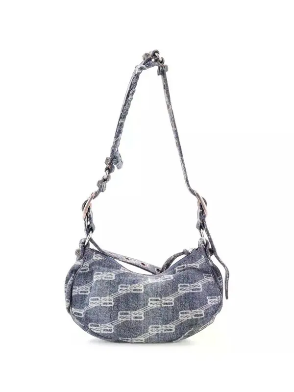 Balenciaga Le Cagole Giant Studs Shoulder Bag Bb Denim Xs Hobo Bag - Blue