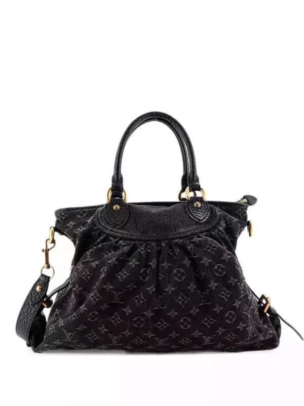 LOUIS VUITTON Neo Cabby Handbag Denim Gm Satchel - Black