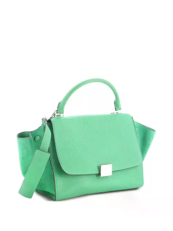 Celine Trapeze Bag Leather Small Satchel - Green