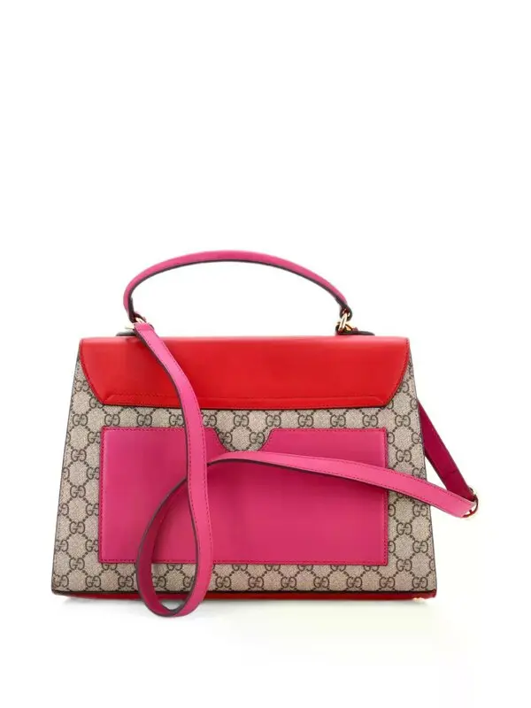 Gucci Padlock Top Handle Bag Gg Coated Canvas And Leather Medium Satchel - Brown