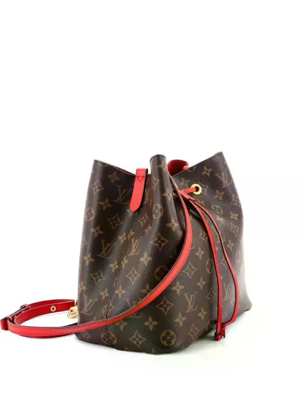 LOUIS VUITTON Neonoe Handbag Monogram Canvas With Leather Mm Bucket Bag - Red