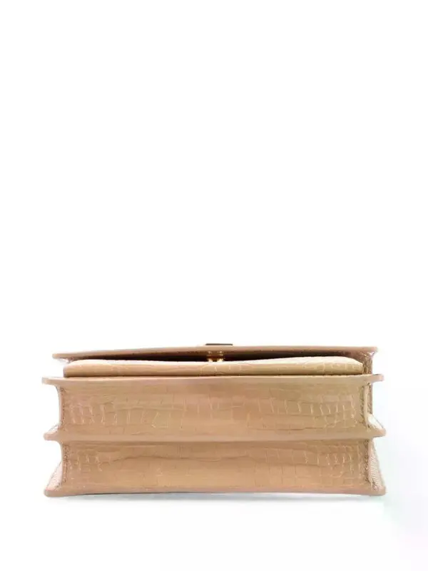 Saint Laurent Sunset Crocodile Embossed Leather Medium Crossbody Bag - Neutrals