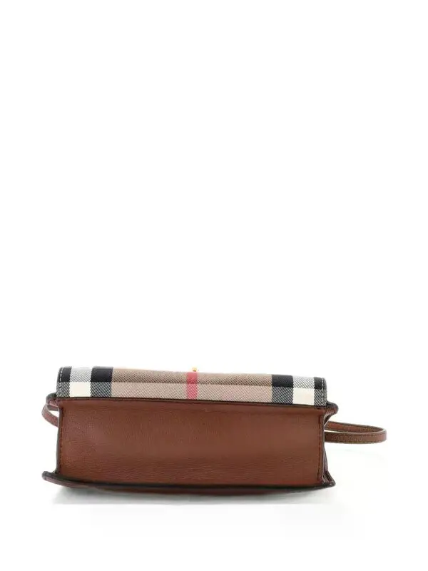 Burberry Macken Leather And House Check Canvas Small Crossbody Bag - Brown