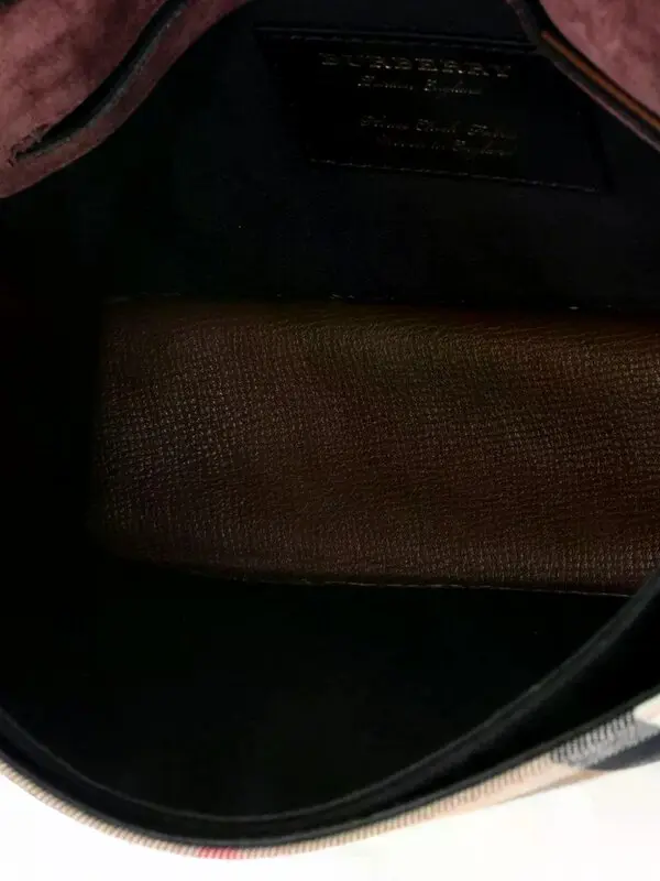 Burberry Macken Leather And House Check Canvas Small Crossbody Bag - Brown