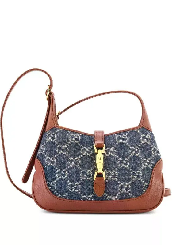 Gucci Jackie 1961 Hobo Gg Denim Mini Crossbody Bag - Blue