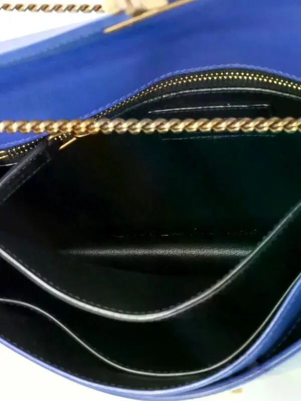 Saint Laurent Cassandra Chain Shoulder Bag Leather Small Crossbody Bag - Blue