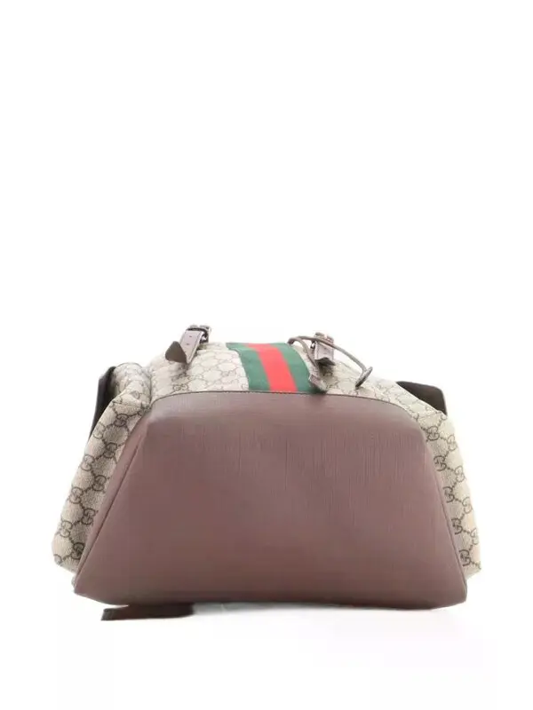 Gucci Ophidia Flap Gg Coated Canvas Medium Backpack - Brown