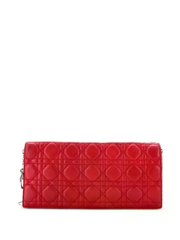 Dior Lady Convertible Chain Cannage Quilt Leather Long Clutch Bag