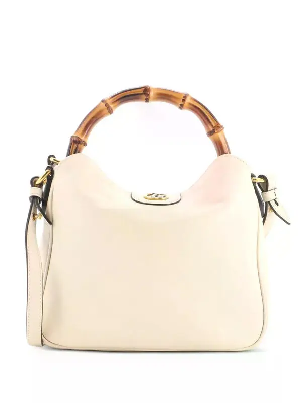 Gucci Diana Nm Bamboo Shoulder Bag Leather Small Tote Bag - White
