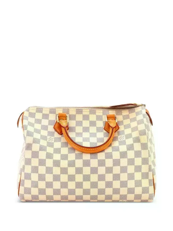 LOUIS VUITTON Speedy Handbag Damier 30 Satchel - White