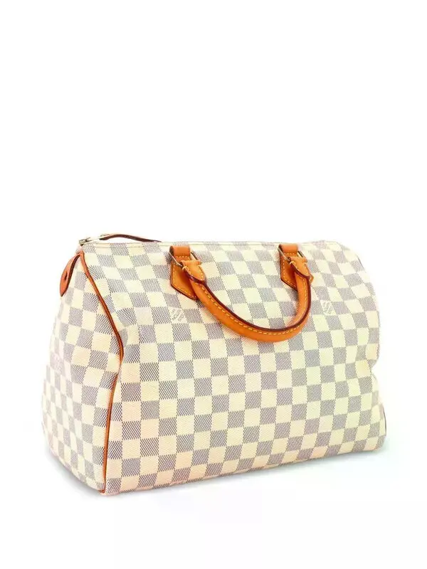 LOUIS VUITTON Speedy Handbag Damier 30 Satchel - White