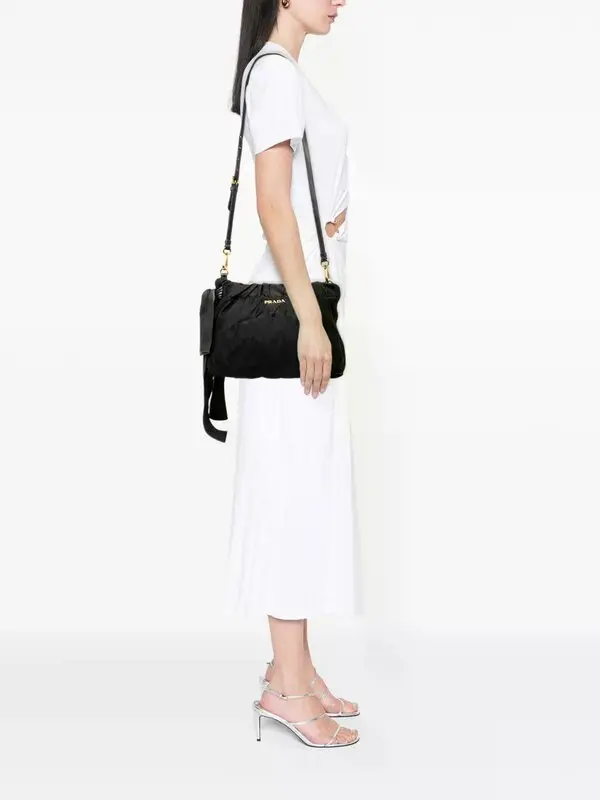 Prada 2000-2013 Tessuto Canapa Logo Bow Crossbody Bag