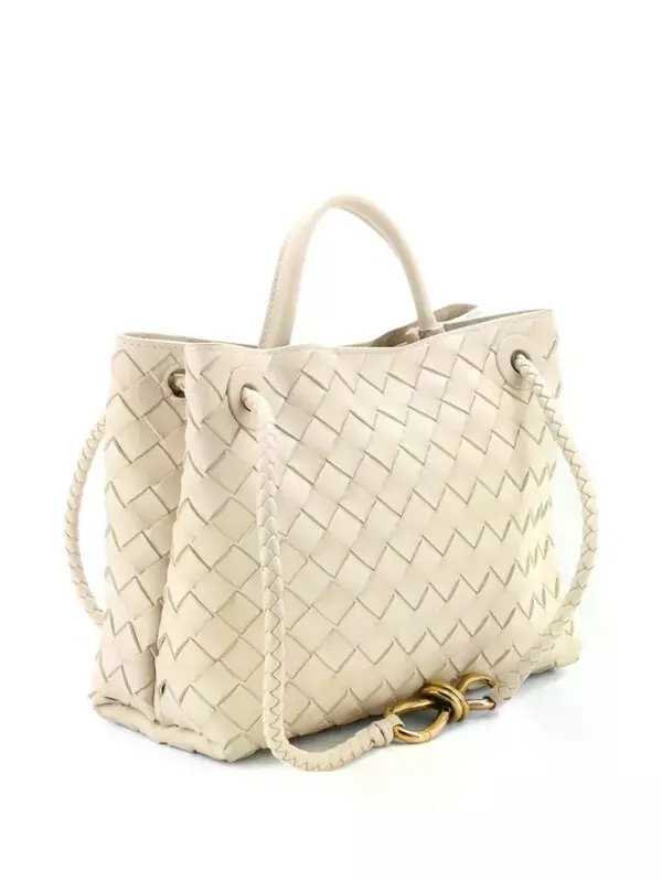 Bottega Veneta Andiamo Top Handle Bag Intrecciato Nappa Small Satchel - Neutrals