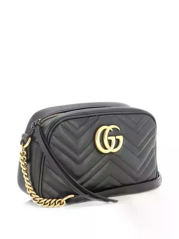 Gucci Gg Marmont Shoulder Bag Matelasse Leather Small Crossbody Bag - Black
