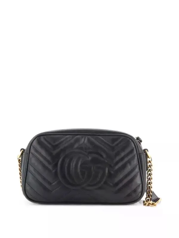 Gucci Gg Marmont Shoulder Bag Matelasse Leather Small Crossbody Bag - Black
