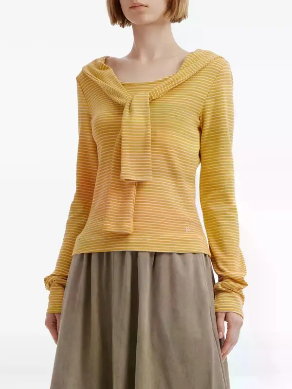 TOUT A COUP Striped Tie-detail Top