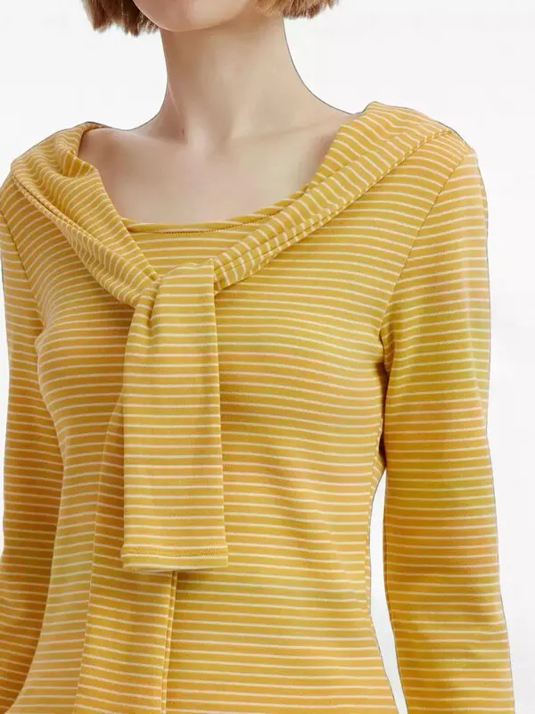 TOUT A COUP Striped Tie-detail Top