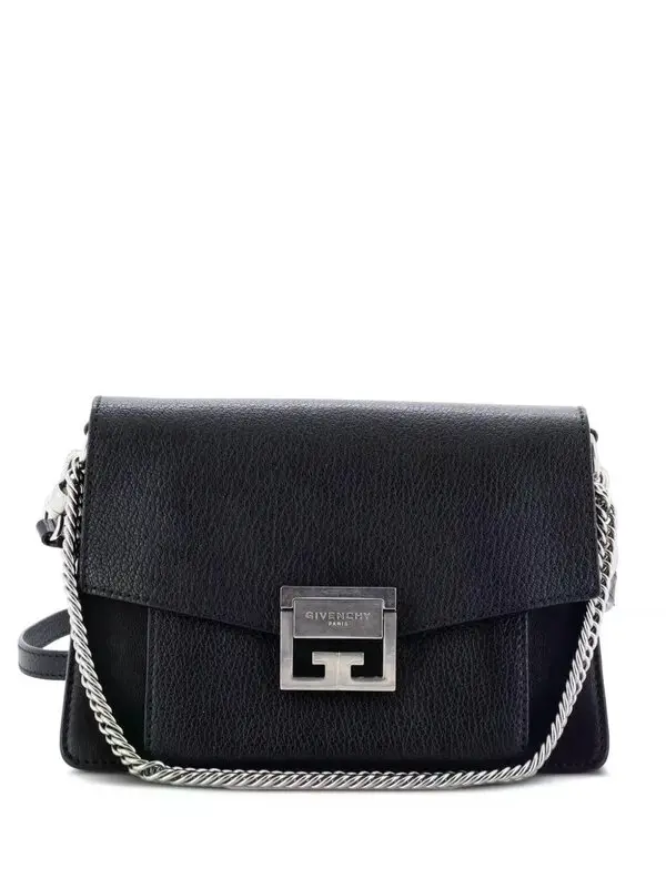 Givenchy Gv3 Flap Bag Leather Small Shoulder Bag - Black
