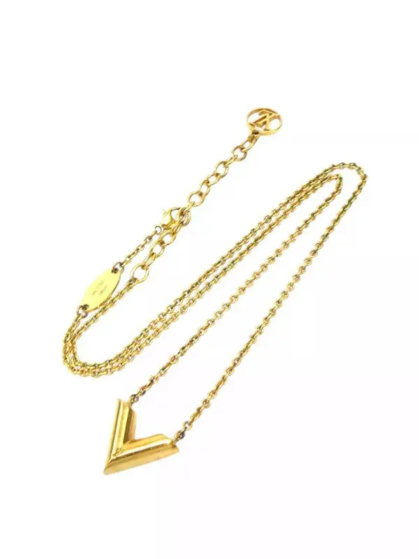 LOUIS VUITTON 2021 Plated Essential V Necklace Costume Necklace