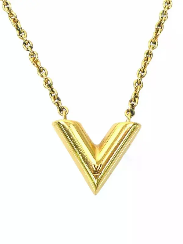 LOUIS VUITTON 2021 Plated Essential V Necklace Costume Necklace
