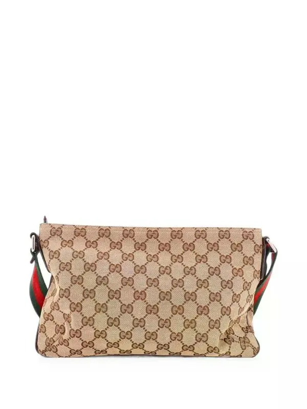 Gucci Web Strap Messenger Bag Gg Canvas Small Crossbody Bag - Brown