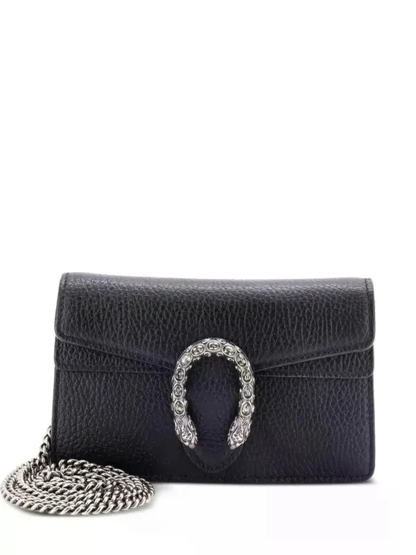 Gucci Dionysus Bag Leather Super Mini Clutch Bag - Black