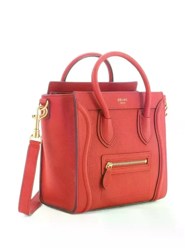 Celine Luggage Bag Grainy Leather Nano Crossbody Bag - Red