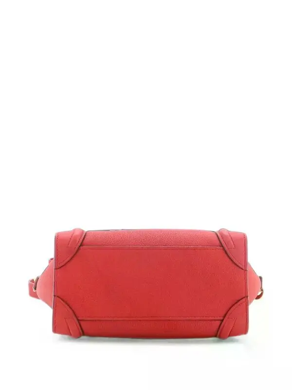Celine Luggage Bag Grainy Leather Nano Crossbody Bag - Red