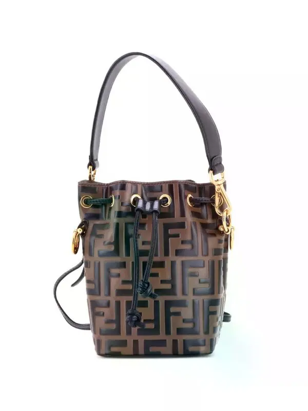 Fendi Mon Tresor Zucca Embossed Leather Mini Bucket Bag - Brown