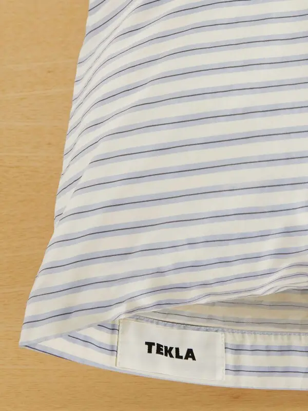 TEKLA Percale Set Of Two Organic-cotton Pillow Covers - Light Blue
