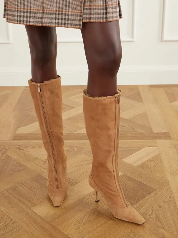 JIMMY CHOO Jozi 85 Paneled Suede Knee-high Boots