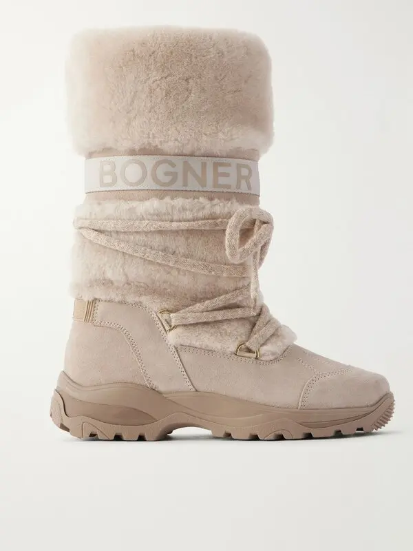 Bogner Alta Badia Shearling-trimmed Suede Ankle Boots - Neutrals