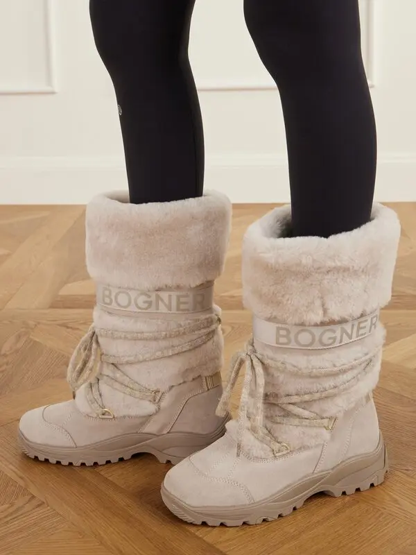 Bogner Alta Badia Shearling-trimmed Suede Ankle Boots - Neutrals